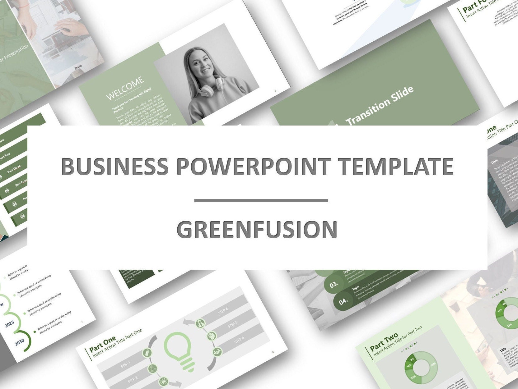 Light Green Business Presentation Template "greenfusion" for Powerpoint ...
