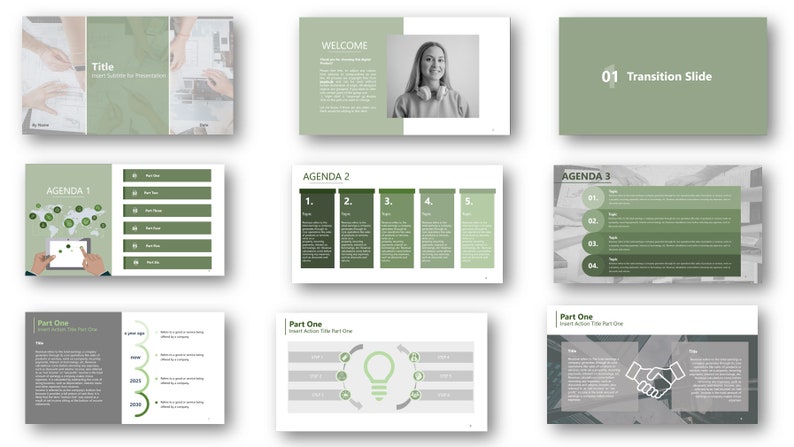 Light Green Business Presentation Template "greenfusion" for Powerpoint ...