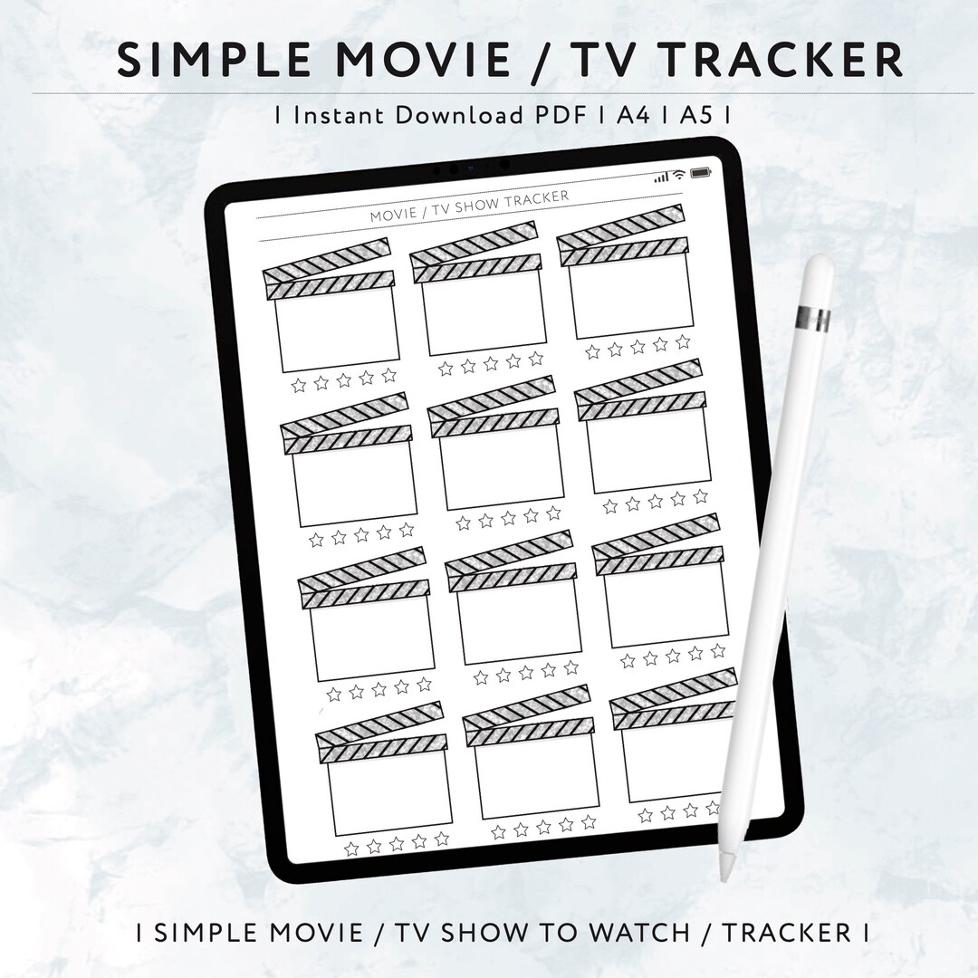 MOVIE / TV TRACKER | Pdf Instant Download | A4 & A5 | Movie Action ...