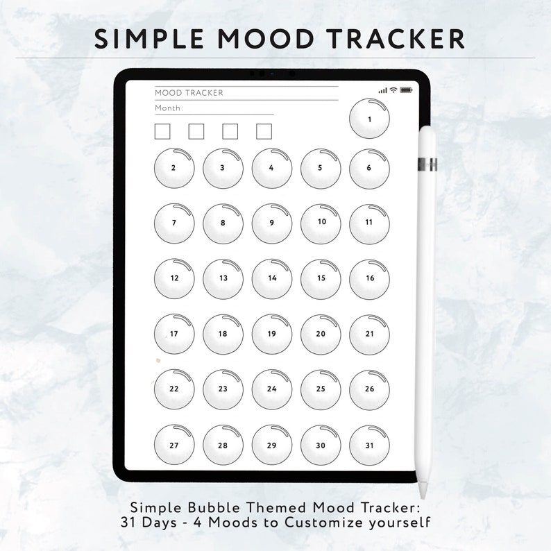 BUBBLE MOOD TRACKER | Digital Bullet Journal Mood Tracker | A4 & A5 ...