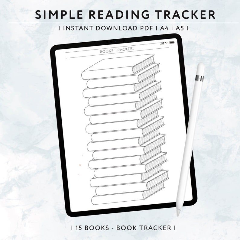 Stack of Books | Printable Book Tracker & Planner Inserts | A5, A4 ...
