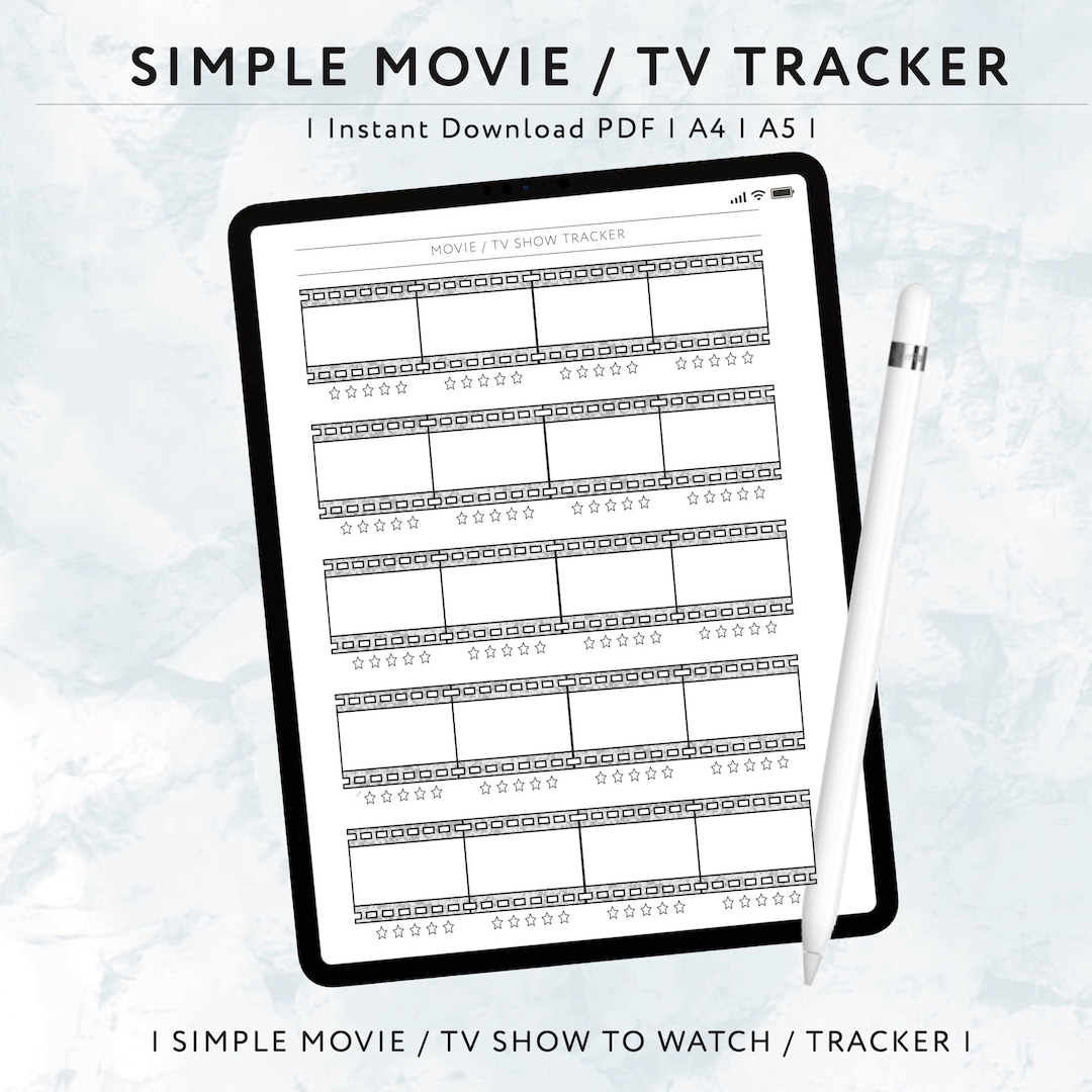 MOVIE / TV TRACKER Pdf Instant Download A4 & A5 Movie Film Themed - Etsy