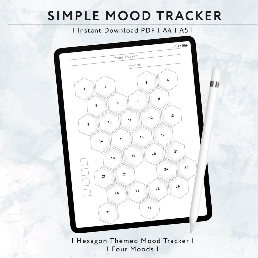 Hexagon Themed Digital Bullet Journal Monthly Mood Tracker | Digital ...