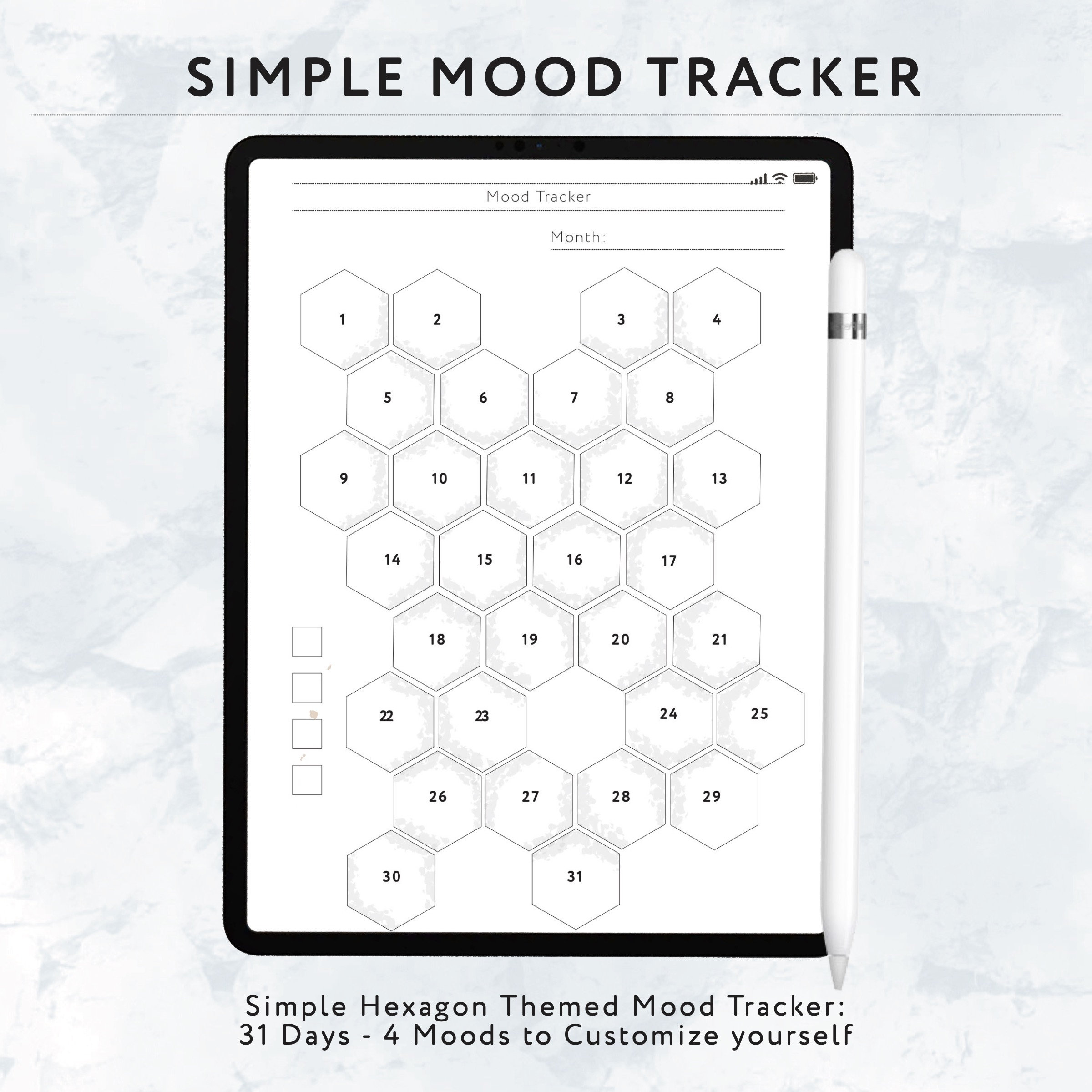 Hexagon Themed Digital Bullet Journal Monthly Mood Tracker | Digital ...