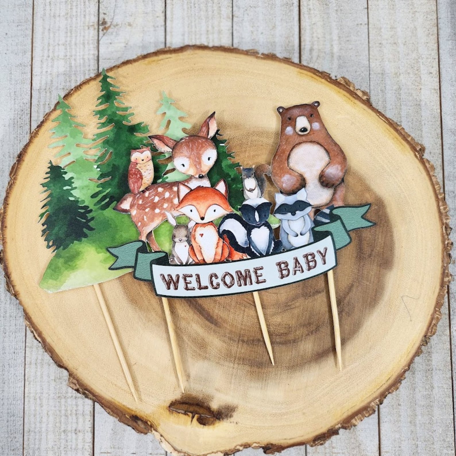 Woodland Cake Topper Forest Animals Cake Topper Woodland - Etsy