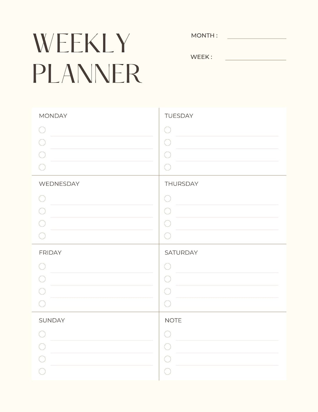 2023 Minimalist Digital Weekly Checklist Planner | Goodnotes ...