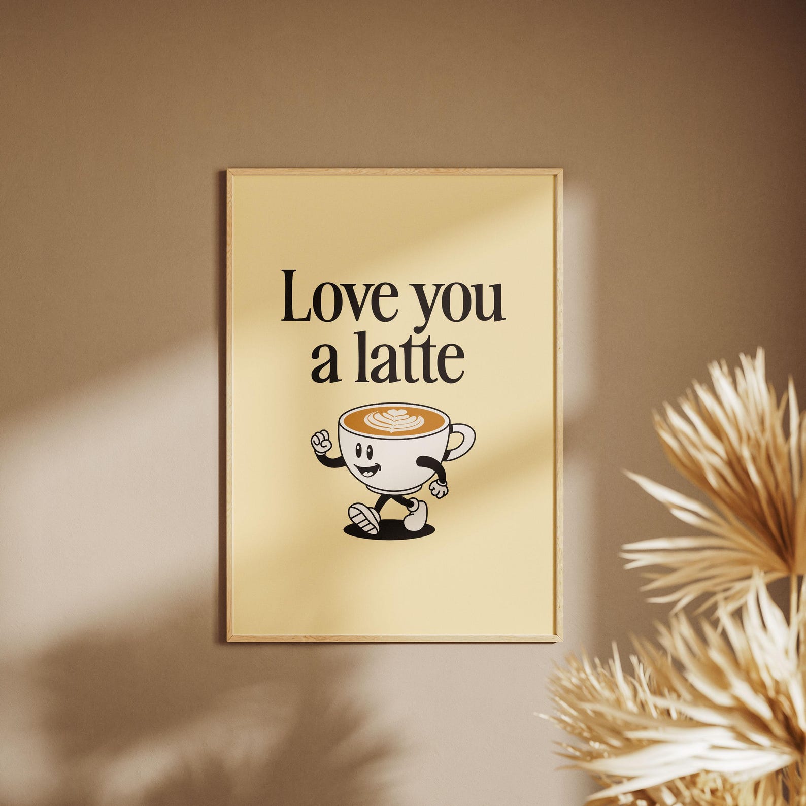 Retro Quote Wall Print, Love You a Latte Wall Decor, Coffee Art Print ...