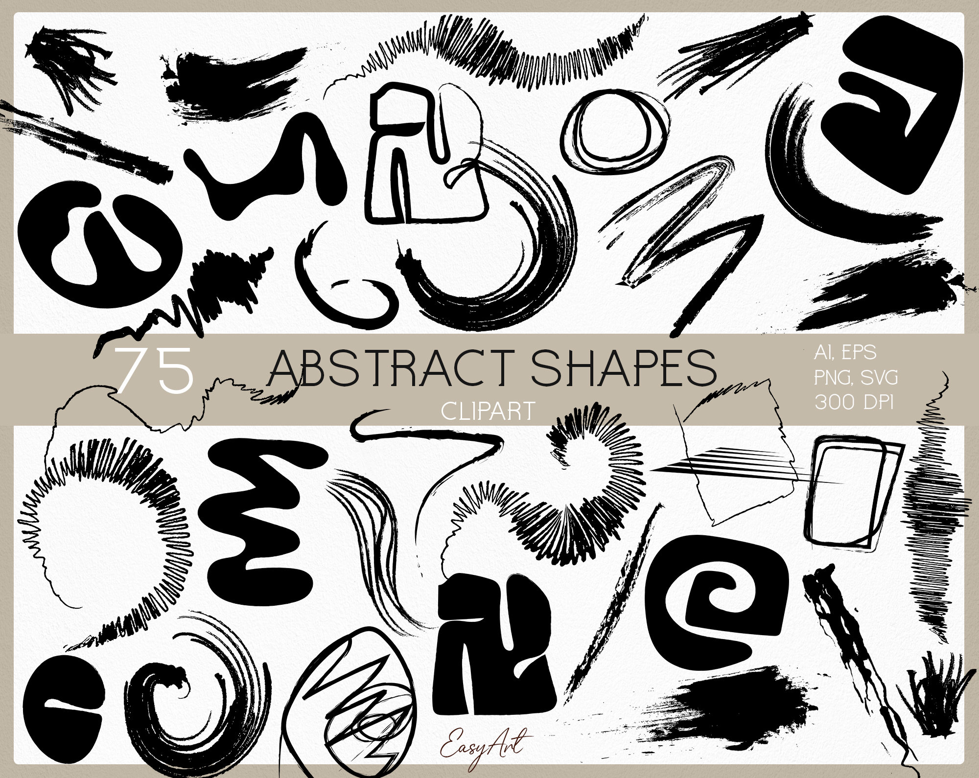 Abstract Shapes Clipart - Ink Line SVG - Vector Sketch - Hand Drawn ...