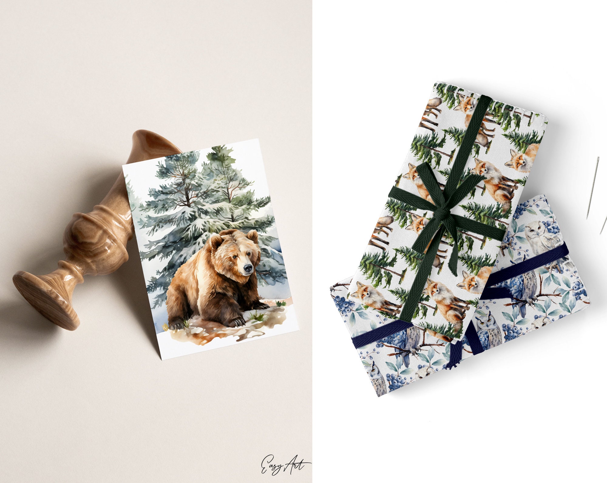 Watercolor Forest Animals Clipart, Watercolor Landscape, Individual PNG ...