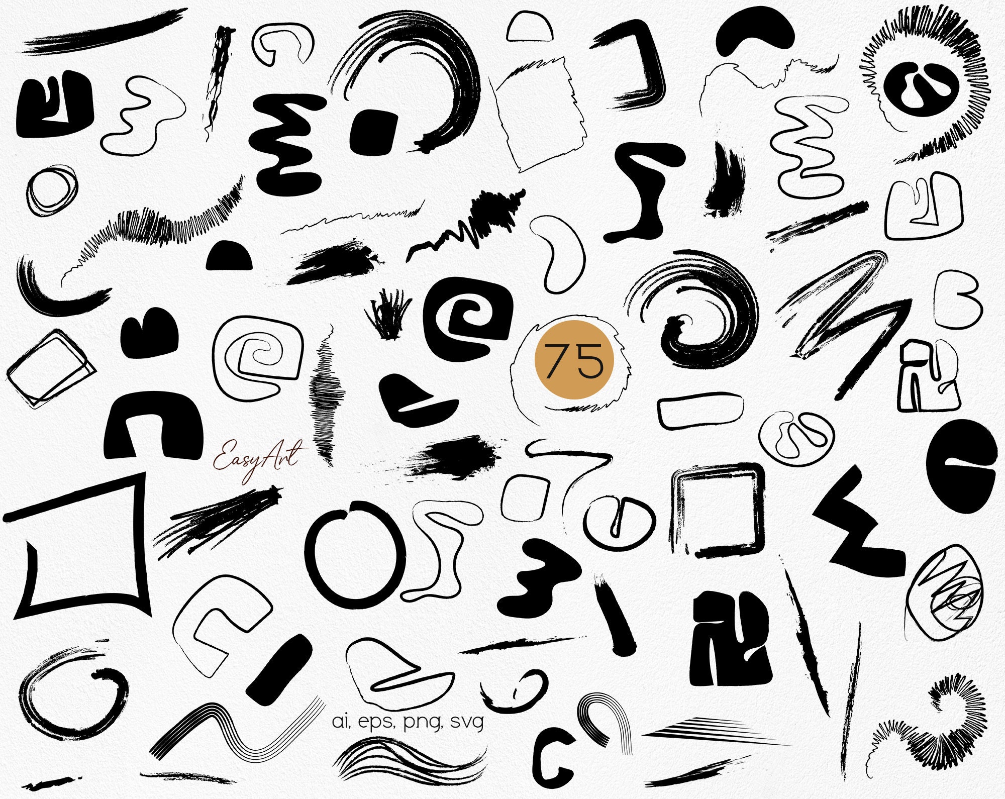 Abstract Shapes Clipart - Ink Line SVG - Vector Sketch - Hand Drawn ...