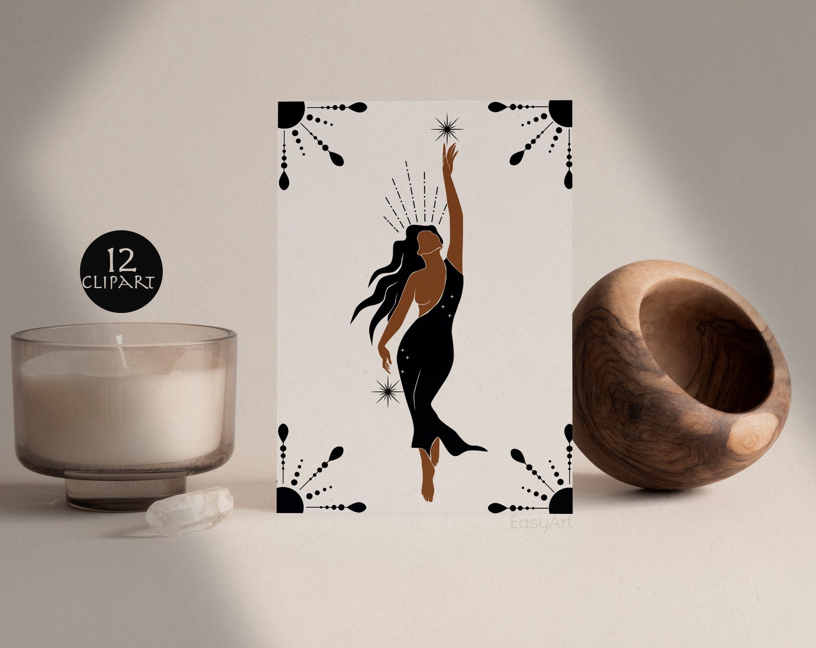 Goddess Clipart, Moonchild Svg, Celestial Women Clipart, Mystical ...