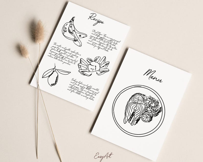 Hand Drawn Food SVG, Outline Wedding Menu, Menu Illustration, Doodle ...