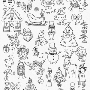 Christmas Bundle Clipart for Invitations, Hand Draw Icons, Christmas ...