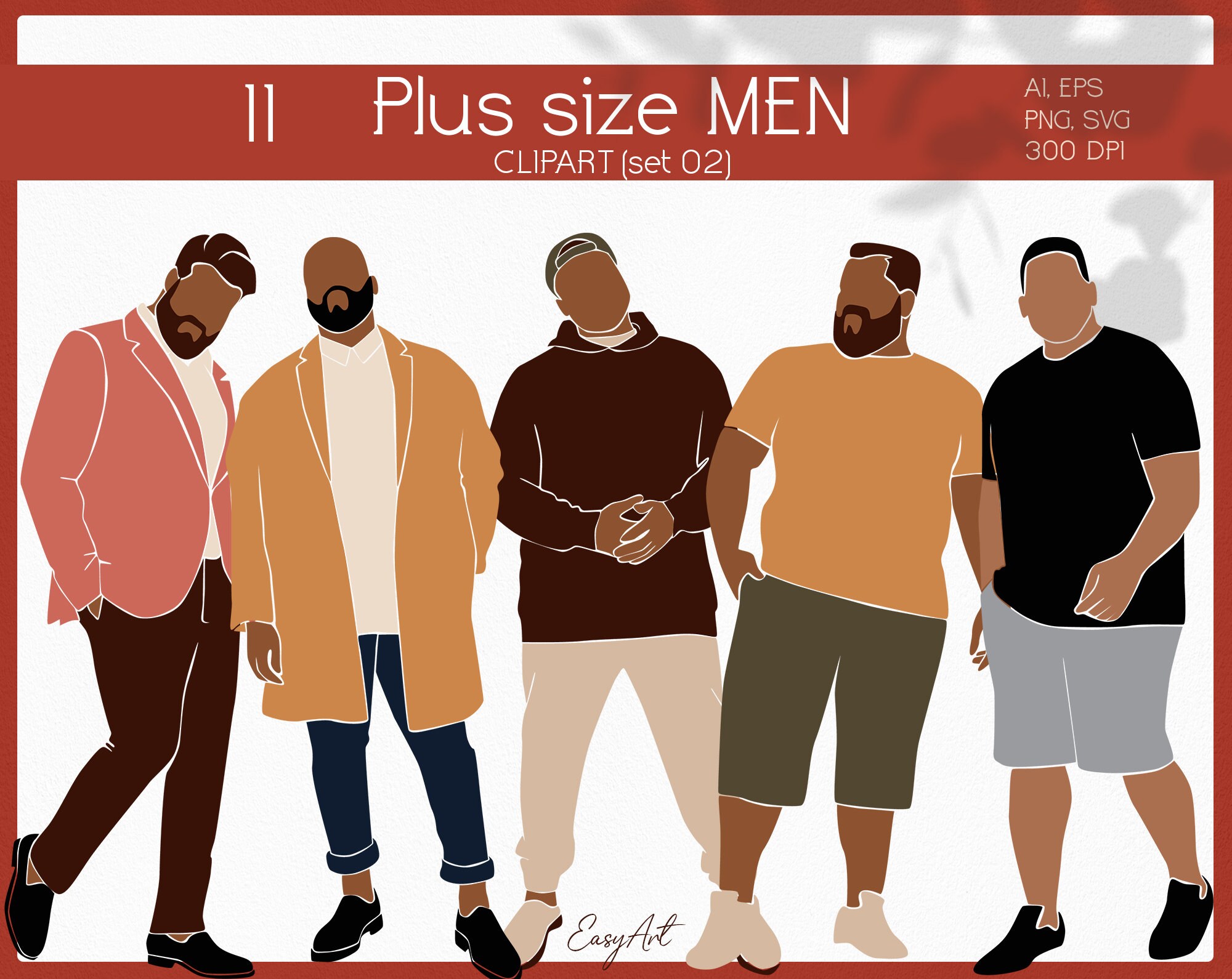 Plus Size Men Clipart, Plus Size Male SVG, Abstract Man PNG, Black Men ...