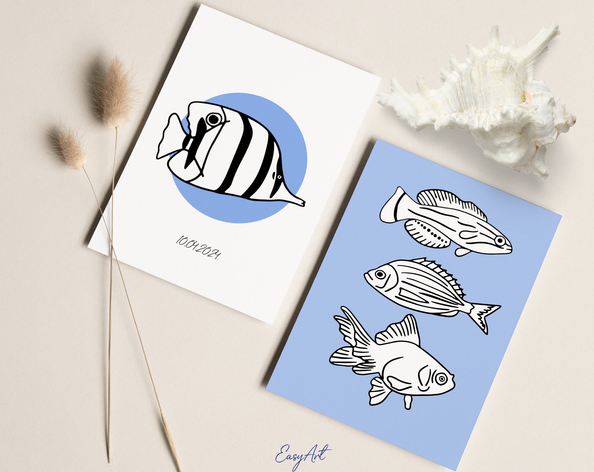 Line Fish Clipart, Hand Draw SVG, Outline Fish PNG, Invitation Template ...