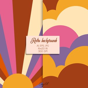 Retro Background, Groovy Printable, 70's Clipart, Groovy Paper, Retro ...