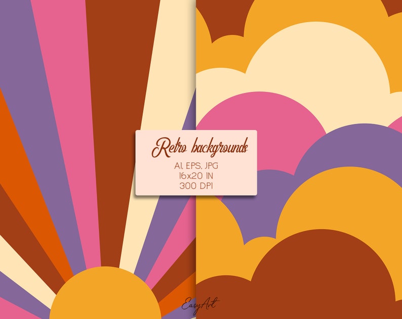 Retro Background, Groovy Printable, 70's Clipart, Groovy Paper, Retro ...