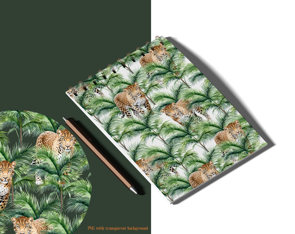 Watercolor Safari Animals Digital Paper, Watercolor Jungle Animals ...