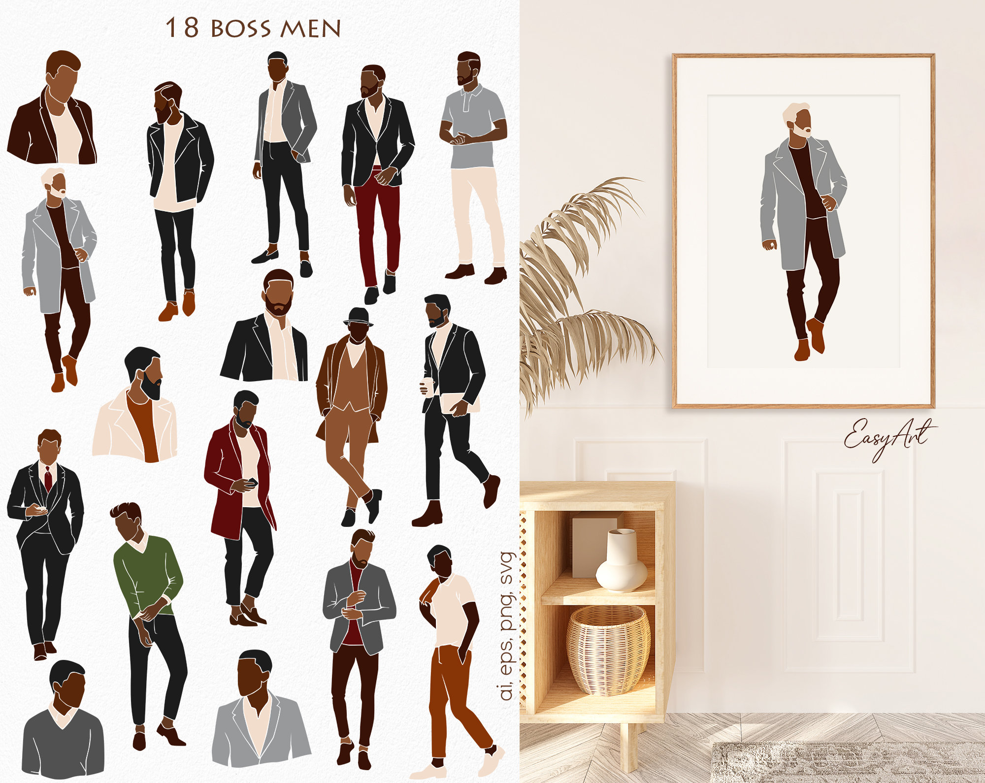108 Men Clipart Bundle, Black Man SVG, Casual Man PNG, Boss Man Svg ...