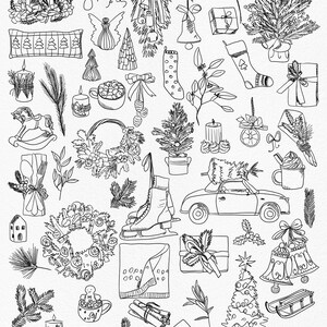 Christmas Bundle Clipart for Invitations, Hand Draw Icons, Christmas ...