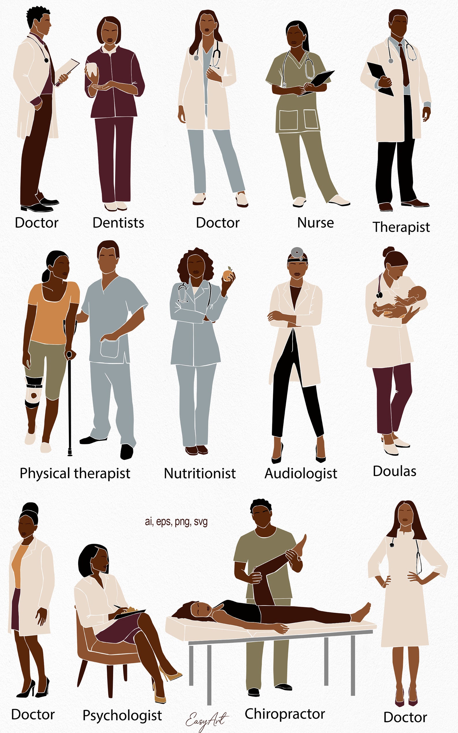 Doctor Clipart, Nurse SVG, Medical Professional, Woman Clipart, Female ...