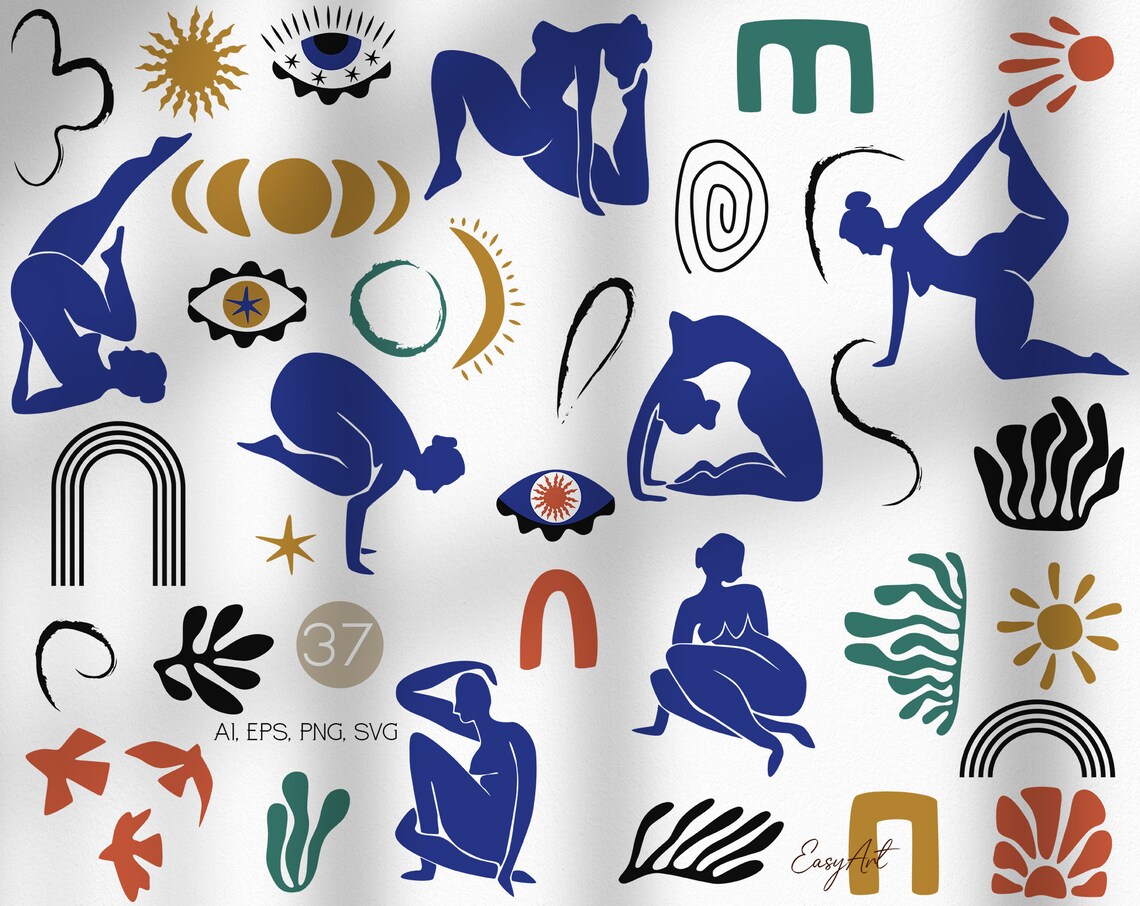 Abstract Matisse Clipart, Graphic Shapes SVG, Gallery Wall Art, Shapes ...