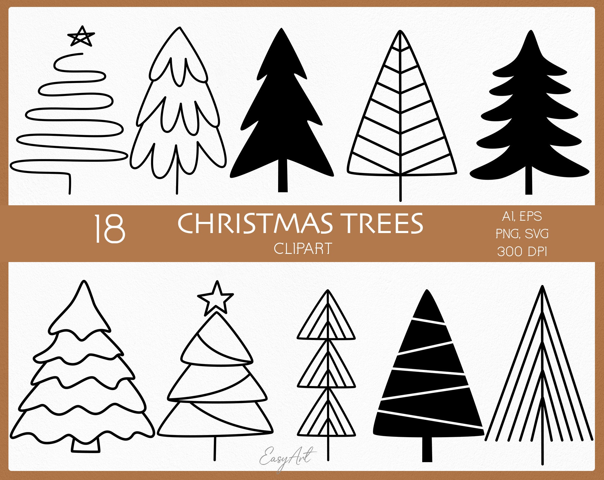 Christmas Tree SVG, Line Tree Clipart, Outline Christmas Clipart, Xmas ...
