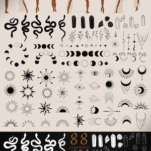 Goddess Clipart, Moonchild Svg, Celestial Clipart, Mystical Vector ...