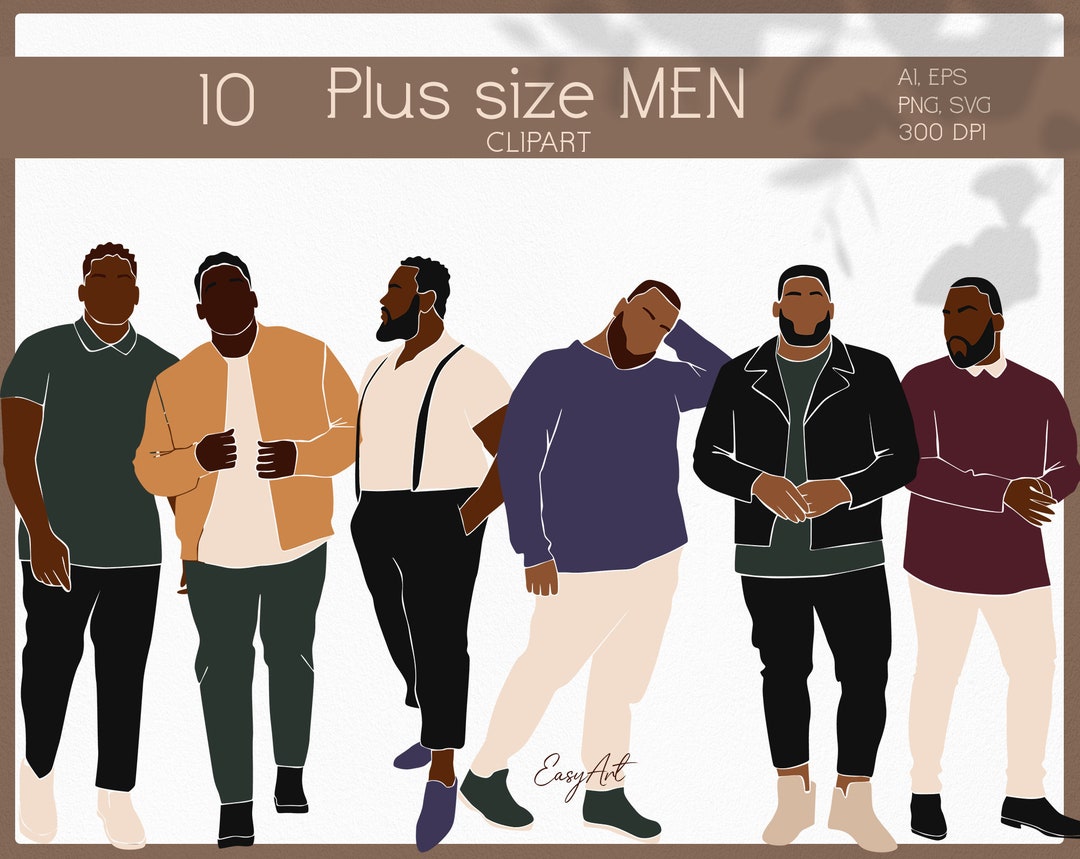 Black Man Clipart, Plus Size Male SVG, Abstract Man PNG, Black Men ...