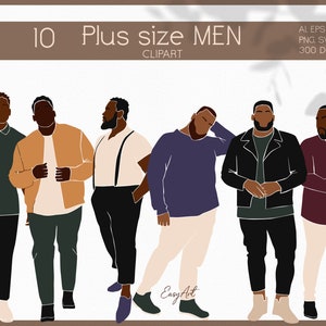 Black Man Clipart, Plus Size Male Vector Art (PNG, SVG) - Etsy