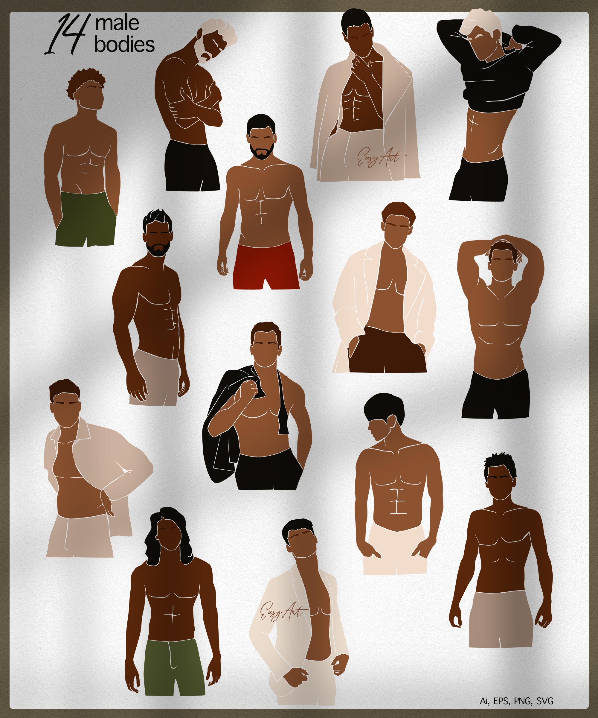 Man Clipart, Male Body SVG, Black Man PNG, Athletic Body, Boss Man ...