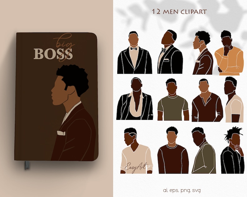 108 Men Clipart Bundle, Black Man SVG, Casual Man PNG, Boss Man Svg ...