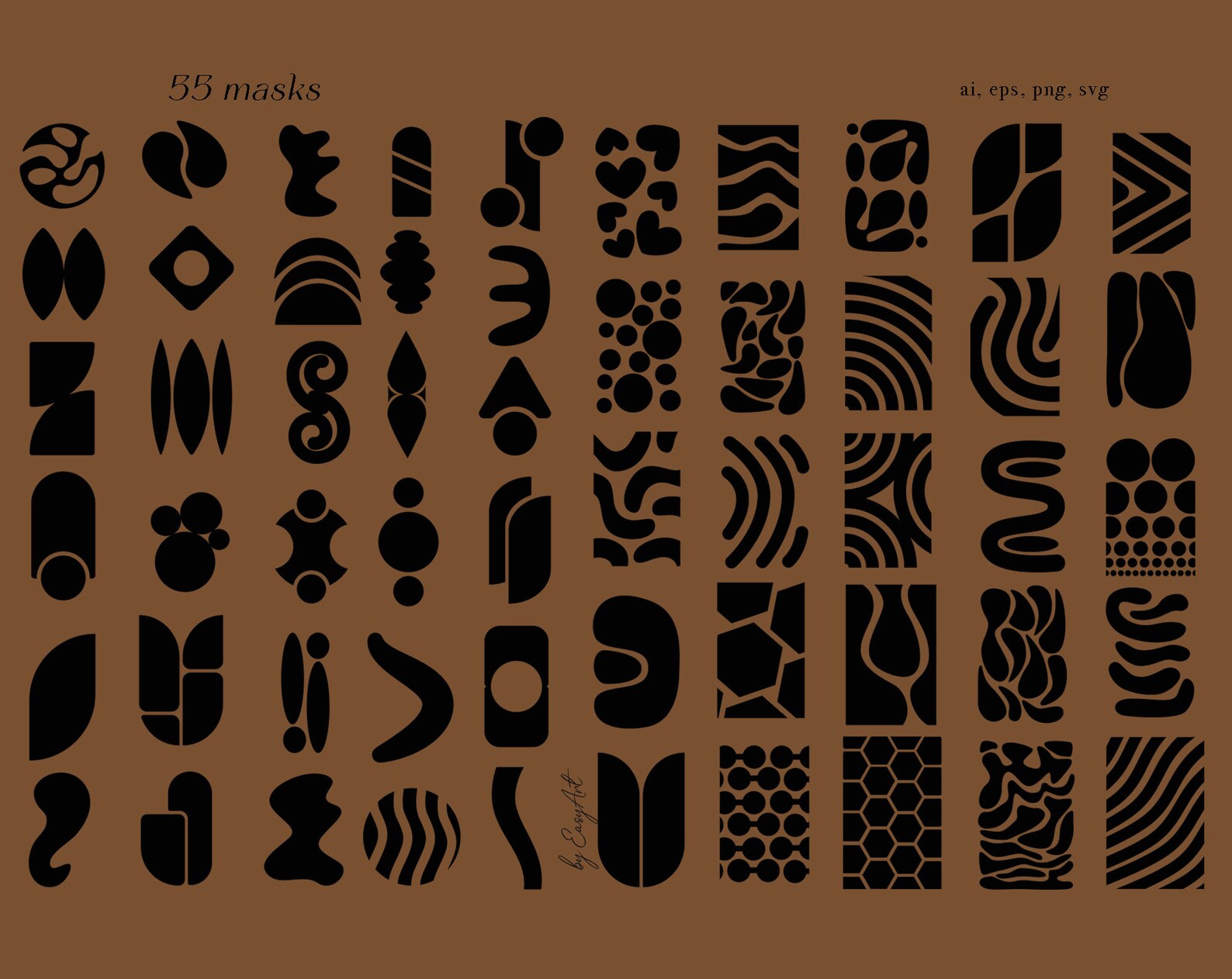 Masks Shapes SVG, Abstract Frames PNG, Ink Shapes, Clipping Masks ...