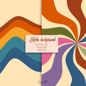 Retro Background, Groovy Printable, 70's Clipart, Groovy Paper, Retro ...