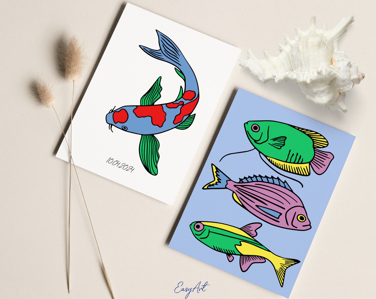 Color Fish Clipart, Hand Draw SVG, Sea Fish PNG, Invitation Template ...