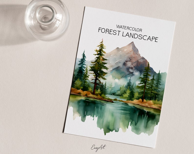 Watercolor Forest Landscape Clipart, Forest PNG, Watercolor Trees ...