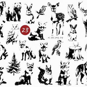 Black Animals Clipart, Woodland Animal SVG, Forest Animals Clipart ...