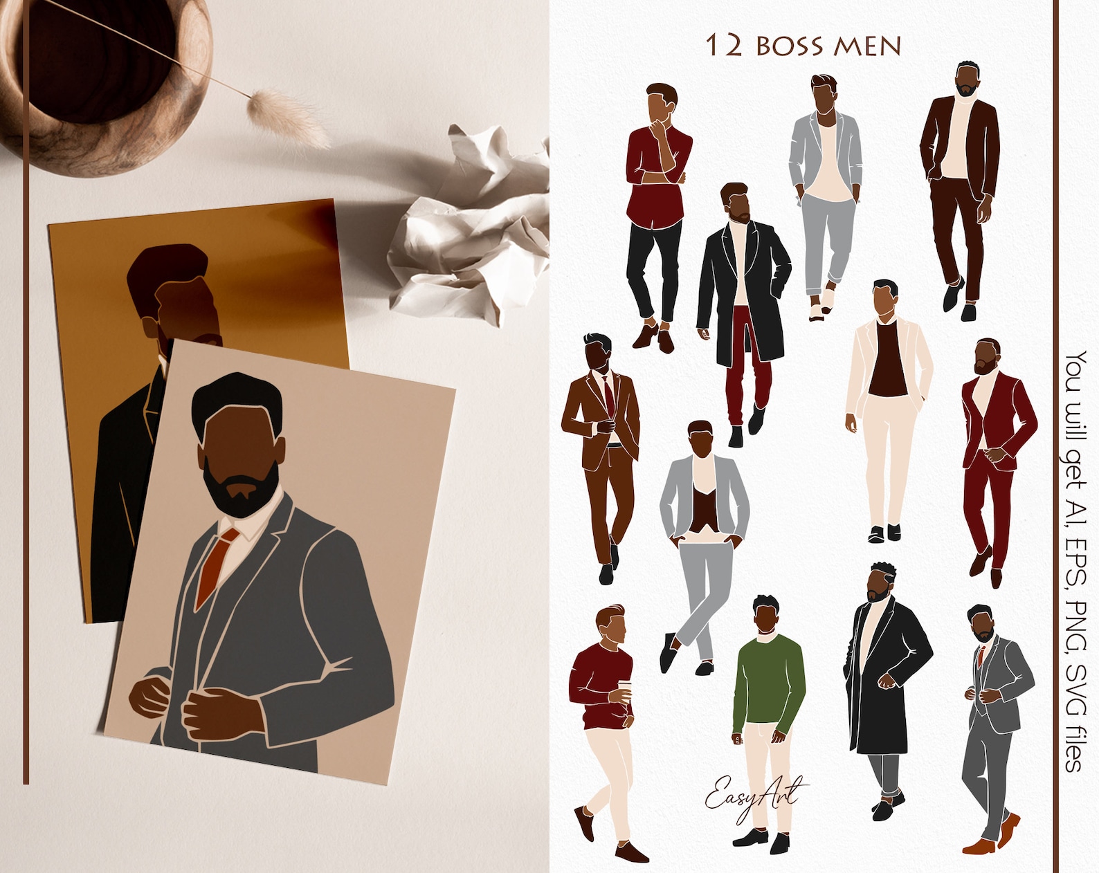 108 Men Clipart Bundle, Black Man SVG, Casual Man PNG, Boss Man Svg ...