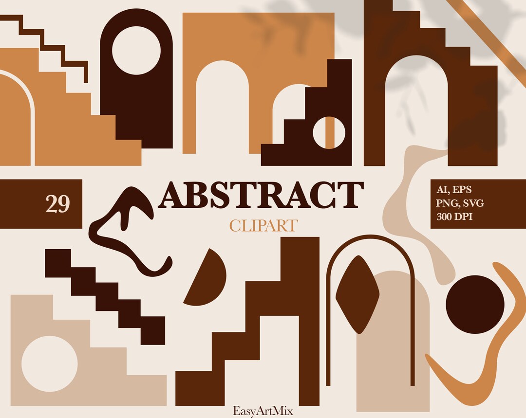 Abstract Shapes Clipart, Stairs SVG, Arch Clipart, Modern Elements PNG ...
