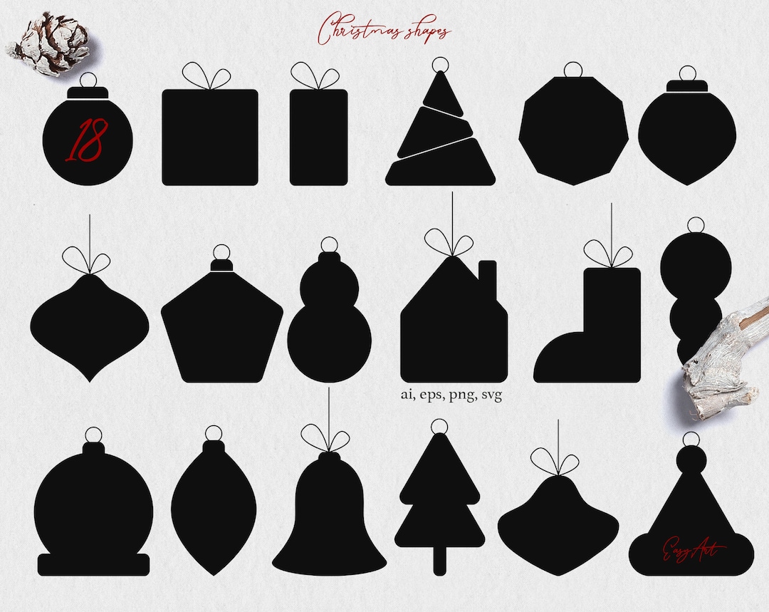 Christmas Shapes SVG, Abstract Frames PNG, Xmas Decor, Overlay ...