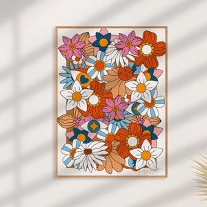 Retro Clipart, Groovy Flowers SVG, 70's Clipart, Groovy Boho, Hippie ...