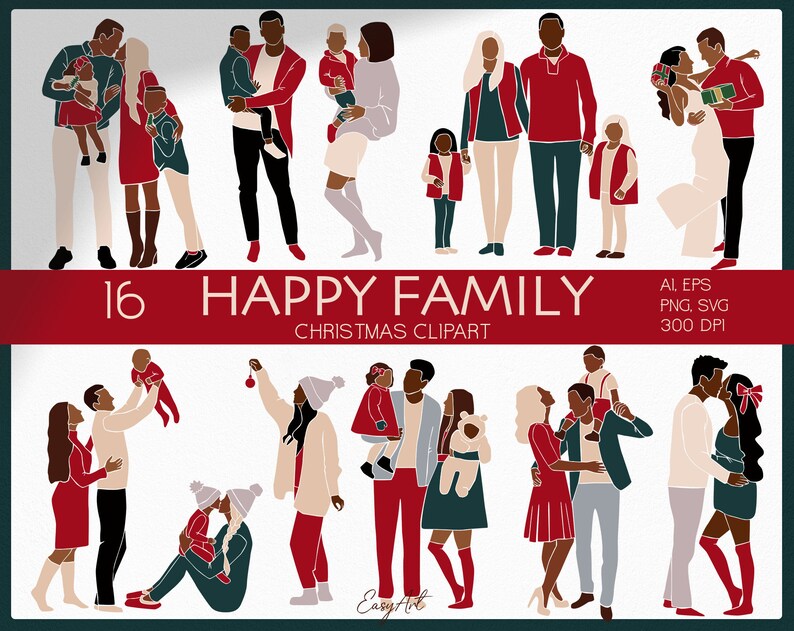 Christmas Family Clipart, Christmas SVG, Holiday Family SVG, Xmas Kids ...