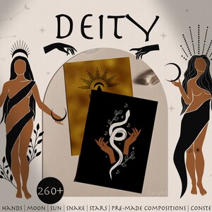 Goddess Clipart, Moonchild Svg, Celestial Clipart, Mystical Vector ...