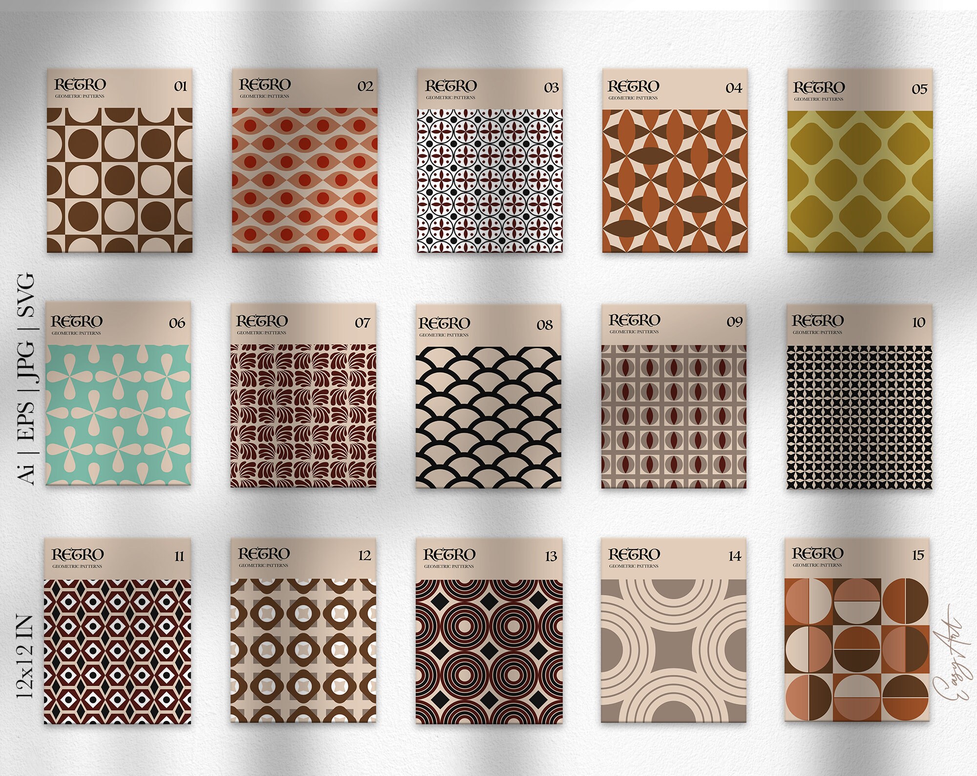 Retro Digital Paper, 70s Retro Patterns, Geometric Background, Vintage ...