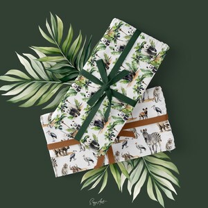 Watercolor Safari Animals Digital Paper, Watercolor Jungle Animals ...