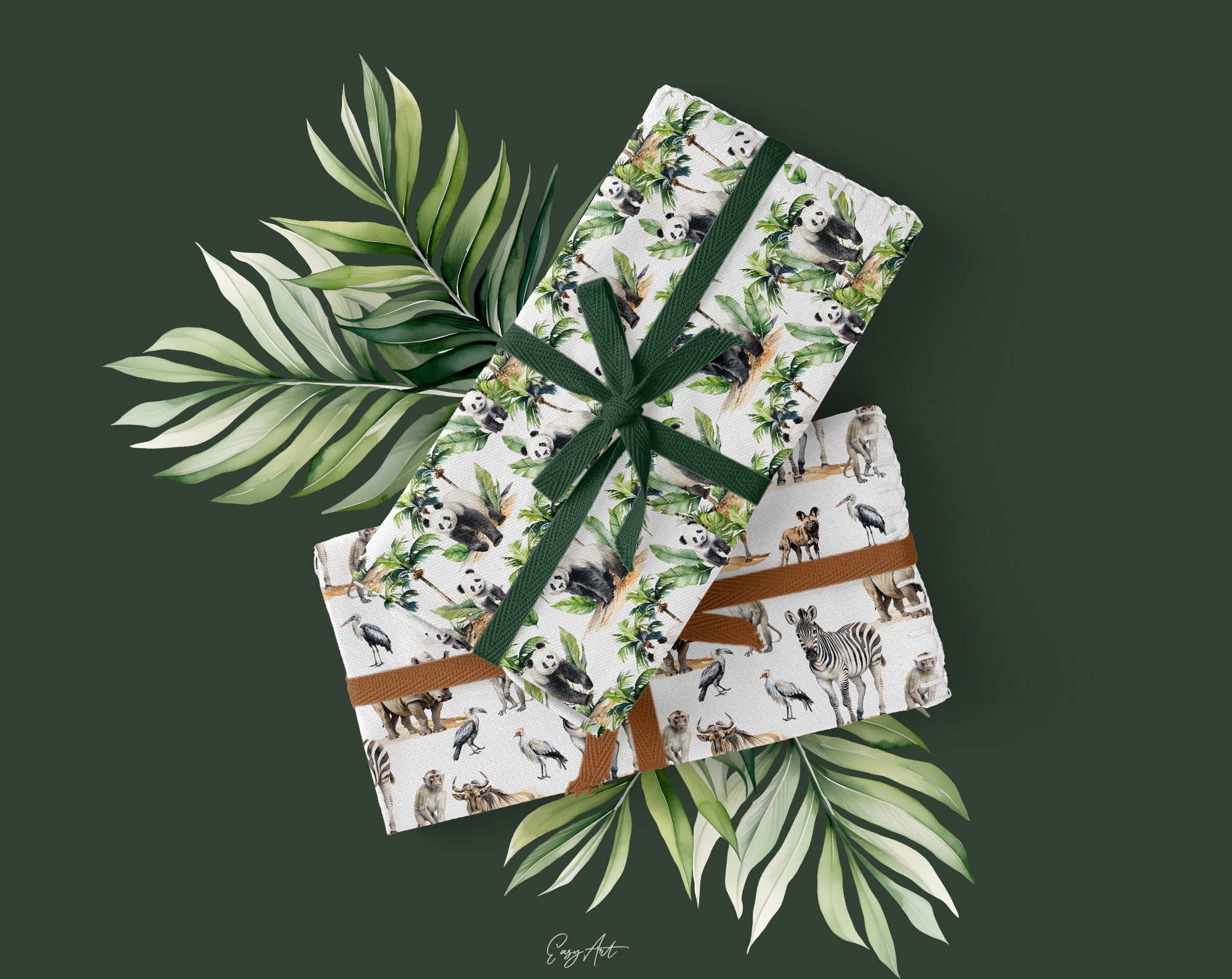 Watercolor Safari Animals Digital Paper, Watercolor Jungle Animals ...