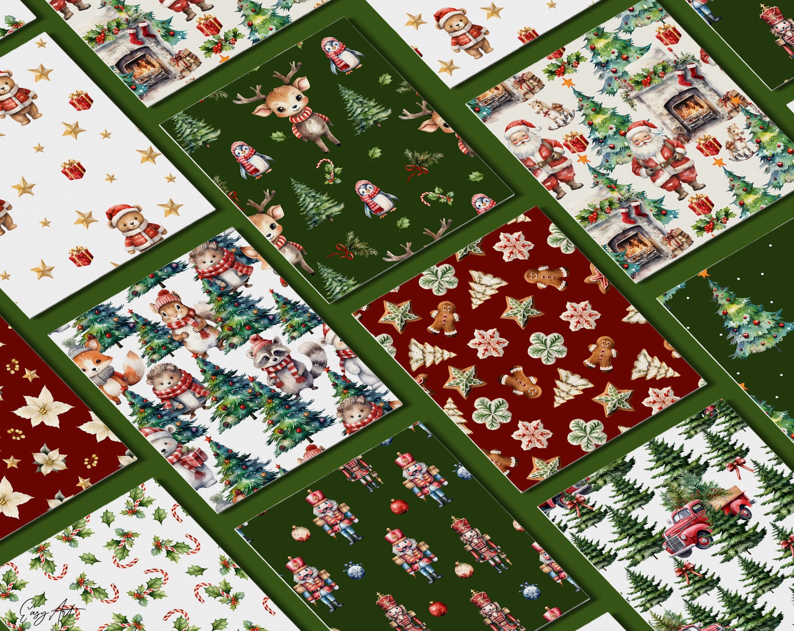 Christmas Digital Paper, Seamless Patterns, Christmas Animals Paper ...