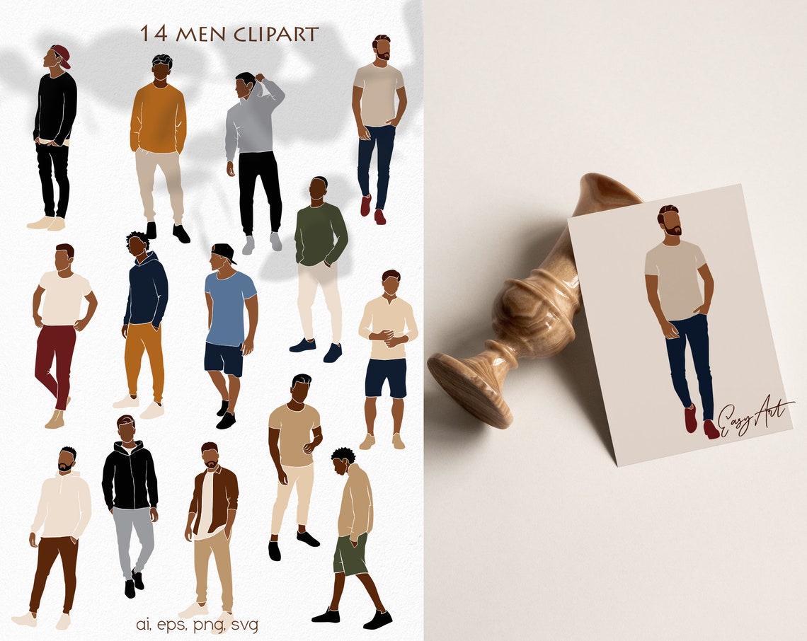 108 Men Clipart Bundle, Black Man SVG, Casual Man PNG, Boss Man Svg ...