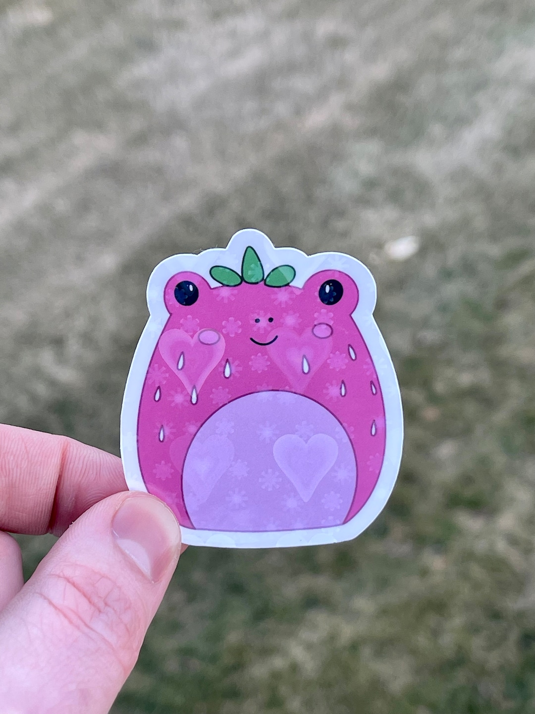 Cute Strawberry Frog Sticker - Etsy
