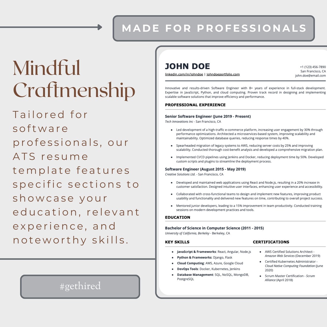 ATS Optimized Resume Template | for MS Word and Google Docs ...